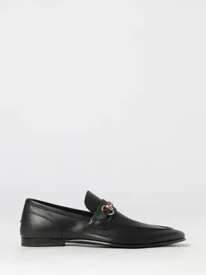 Gucci Como Leather Loafers With Horsebit Detail And Web Stripe - Black