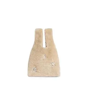 Simone Rocha Faux-fur Crystal-embellished Tote Bag - Cream