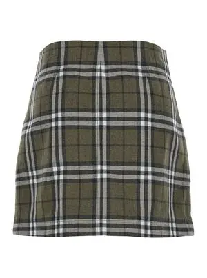 Burberry Virgin Wool Check Motif Skirt - Multicolor