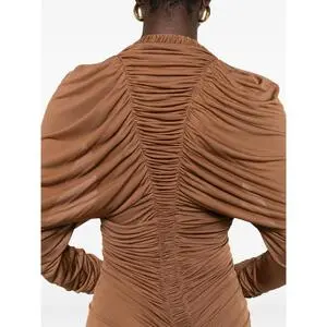 Christopher Esber V-neck Long Sleeve Ruched Mini Dress - Brown