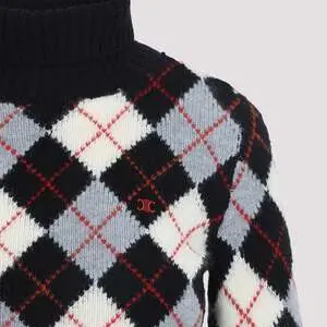 Celine Wool Argyle Turtleneck Sweater - Multicolor