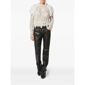 Isabel Marant Étoile Guipure Lace Trimmed Long Sleeve Blouse - White