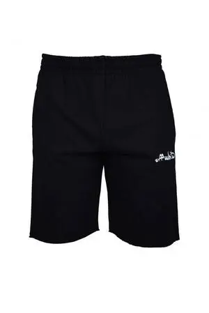 Off-White Cotton Logo Print Shorts - Black