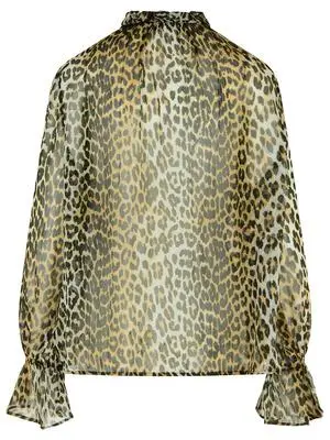 GANNI Leopard Print Viscose Shirt
