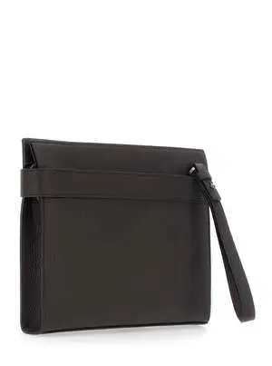 FERRAGAMO Clutch With Hug Side Buckles In Leather