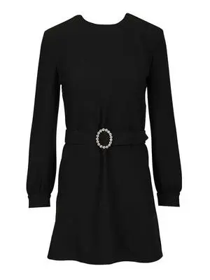 Saint Laurent Mini Dress In Sable - Black