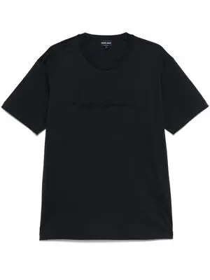 Giorgio Armani Pure Cotton Interlock Signature Logo T-shirt - Blue