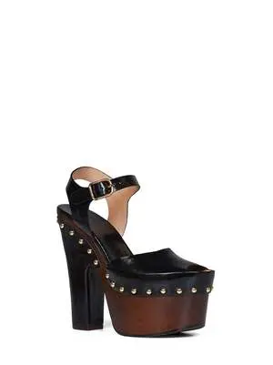 Chloé Meret Platform Clogs In Shiny Calfskin Leather - Multicolor