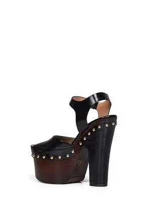 Chloé Meret Platform Clogs In Shiny Calfskin Leather - Multicolor