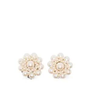 Alessandra Rich Faux-pearl Floral Clip-on Earrings - Cream