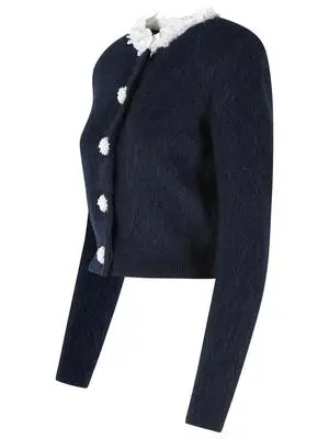 SELF-PORTRAIT Alpaca Blend Cardigan - Blue