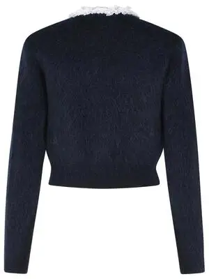 SELF-PORTRAIT Alpaca Blend Cardigan - Blue
