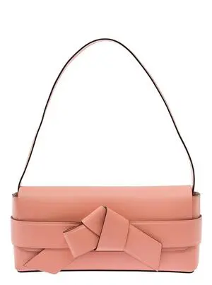 Acne Studios Pink Shoulder Bag With Musubi Knot Detail In Leather - Multicolor