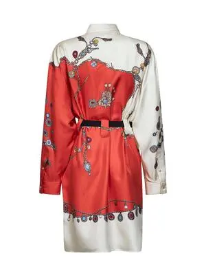 Versace Printed Silk Twill Belted Mini Dress - Multicolor
