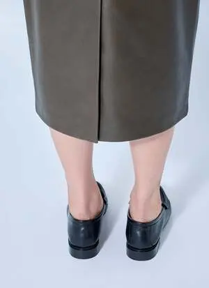 Max Mara Leather Midi Skirt