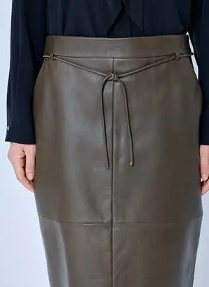 Max Mara Leather Midi Skirt