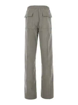 Rick Owens Grey Pants With Elasticated Waistband With Oversized Drawstring In Cotton For