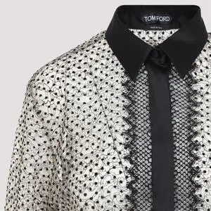 TOM FORD Flock Polka Dot Shirt - Black