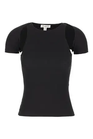 Alaïa Fitted Ribbed Short Sleeve T-shirt - Multicolor