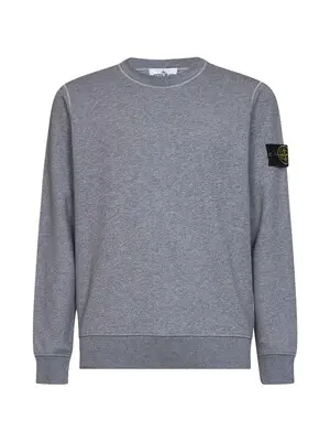 Stone Island Melange Grey Melange Organic Cotton Crewneck Sweatshirt - Multicolor