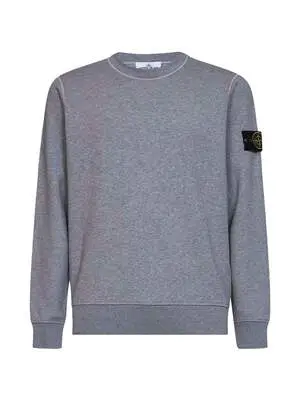 Stone Island Melange Grey Melange Organic Cotton Crewneck Sweatshirt - Multicolor