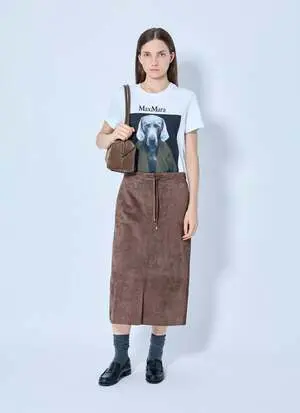 Max Mara Suede Midi Skirt - Brown