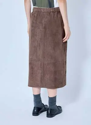Max Mara Suede Midi Skirt - Brown