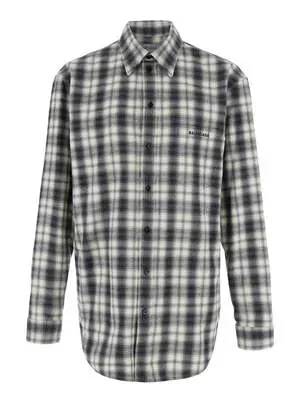 Balenciaga Black And White Shirt With All-over Stripe Motif In Cotton Flannel For - Multicolor