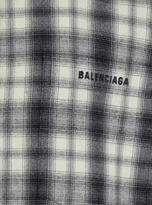 Balenciaga Black And White Shirt With All-over Stripe Motif In Cotton Flannel For - Multicolor