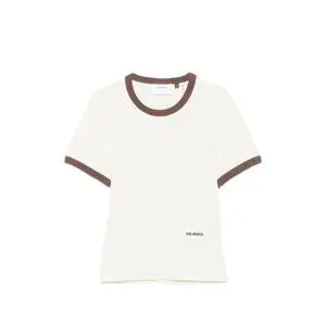 Axel Arigato Ribbed Contrast Trim T-shirt - Cream