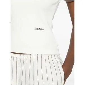 Axel Arigato Ribbed Contrast Trim T-shirt - Cream