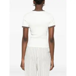 Axel Arigato Ribbed Contrast Trim T-shirt - Cream