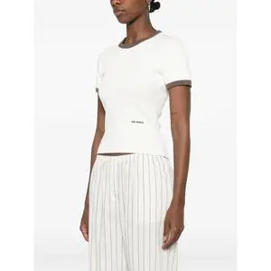 Axel Arigato Ribbed Contrast Trim T-shirt - Cream