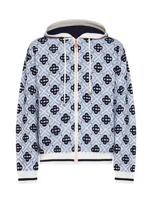 Casablanca White And Black Wool Cc Monogram Zip-up Hoodie - Multicolor