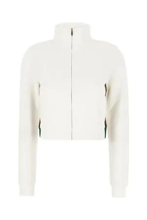 Gucci Zip Up Stand Collar Cropped Sweatshirt - Multicolor