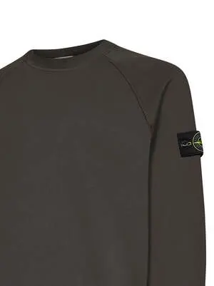 Stone Island Coal Grey Cotton Crewneck Sweatshirt