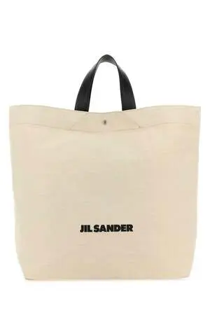 JIL SANDER Sand Canvas Flat Shopping Bag