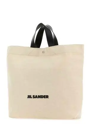 JIL SANDER Sand Canvas Flat Shopping Bag