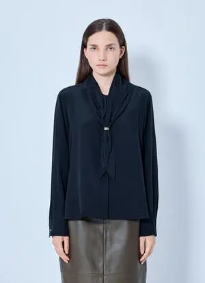Max Mara Silk Tie-neck Blouse - Black