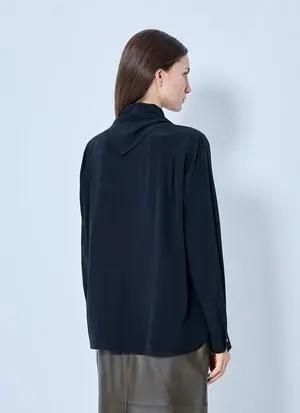 Max Mara Silk Tie-neck Blouse - Black