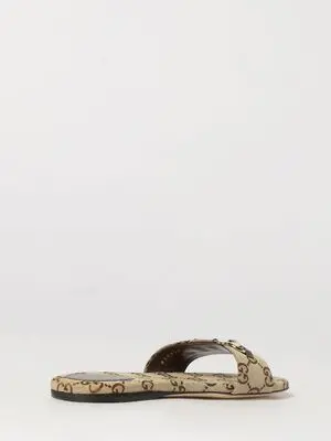 Gucci Gg Jacquard Fabric Mule Sandals With Horsebit Detail - Cream