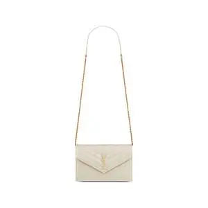 Saint Laurent SAINT LAURENT Calf Leather Shoulder Bag Cream