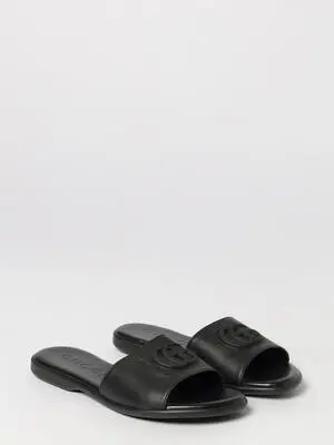 Gucci Calfskin Leather Slides With Embossed Gg Monogram