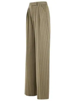 Max Mara Rio Virgin Wool Blend Pants - Green