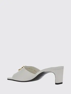 Gucci Nappa Leather Mules With Mid-heel And Gg Monogram Hardware - White
