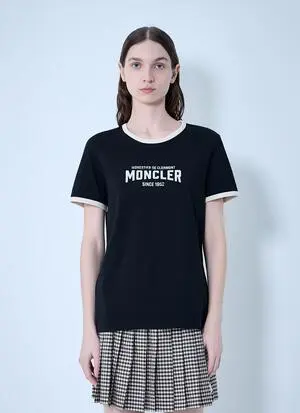 Moncler Cotton Logo Print T-shirt - Black