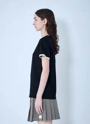 Moncler Cotton Logo Print T-shirt - Black