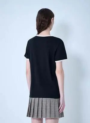 Moncler Cotton Logo Print T-shirt - Black