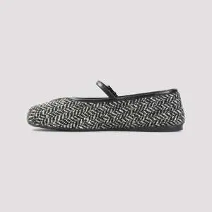 Prada Textured Wool Mary Jane Ballerinas - White