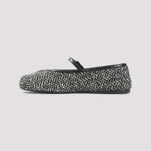 Prada Textured Wool Mary Jane Ballerinas - White